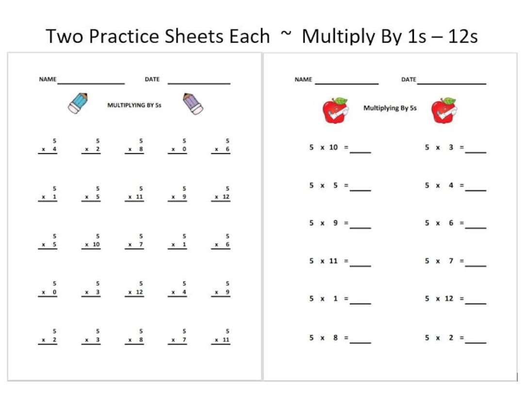Printable Multiplication Worksheets: Homeschool Math Practice (PDF) - Etsy