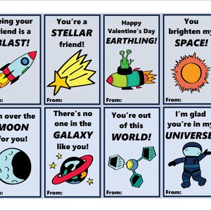 Printable Space Valentine's Day Cards - Outer Space Valentines - School ...