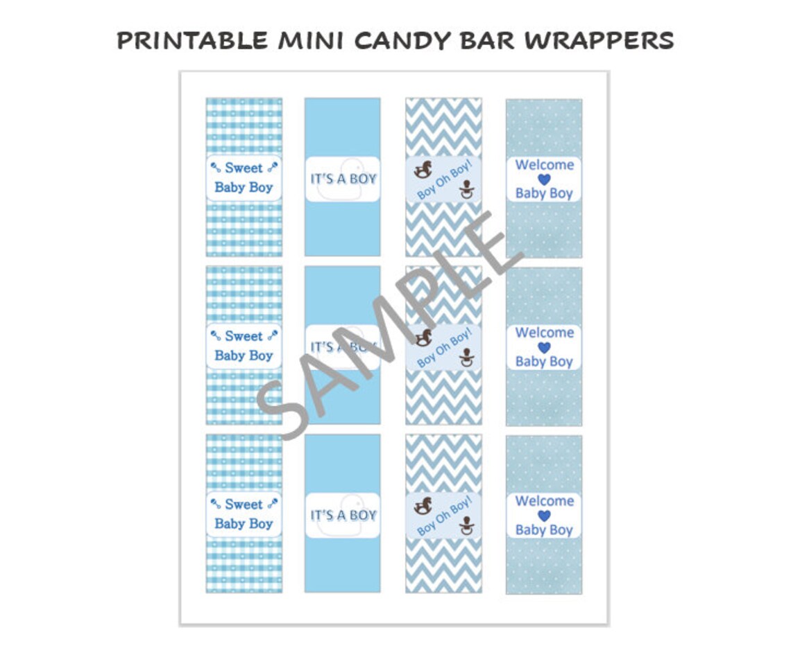Printable Baby Boy Mini Candy Wrappers Instant Download Baby Shower ...