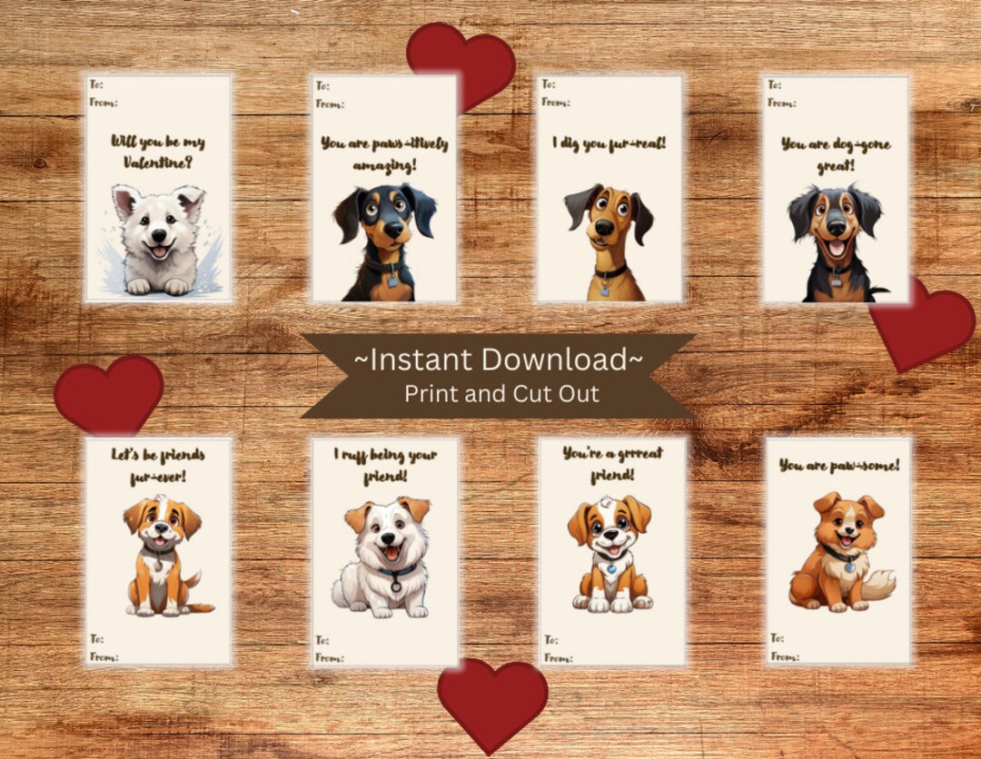 Printable Dog Valentine's Day Cards - Cute Dog Valentines - School ...