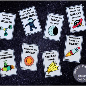 Printable Space Valentine's Day Cards - Outer Space Valentines - School ...
