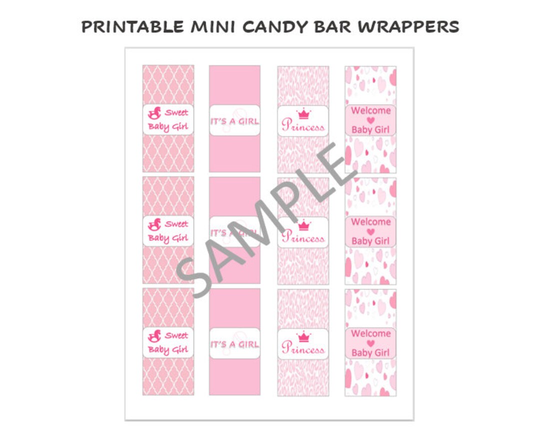 Printable Baby Girl Mini Candy Wrappers - Instant Download - Baby ...