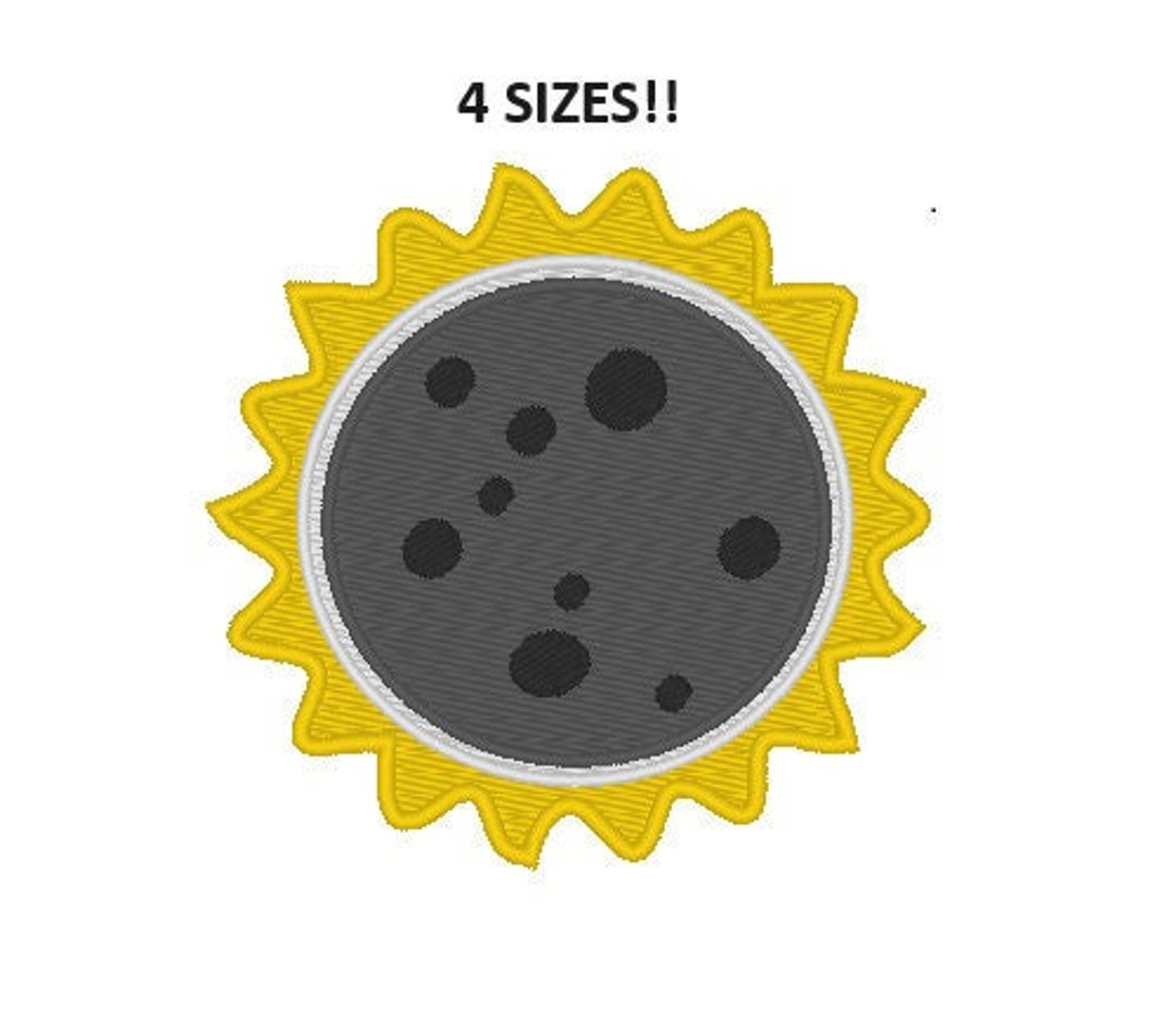Solar Eclipse Machine Embroidery Design - 4 Sizes - Mini Total Solar ...