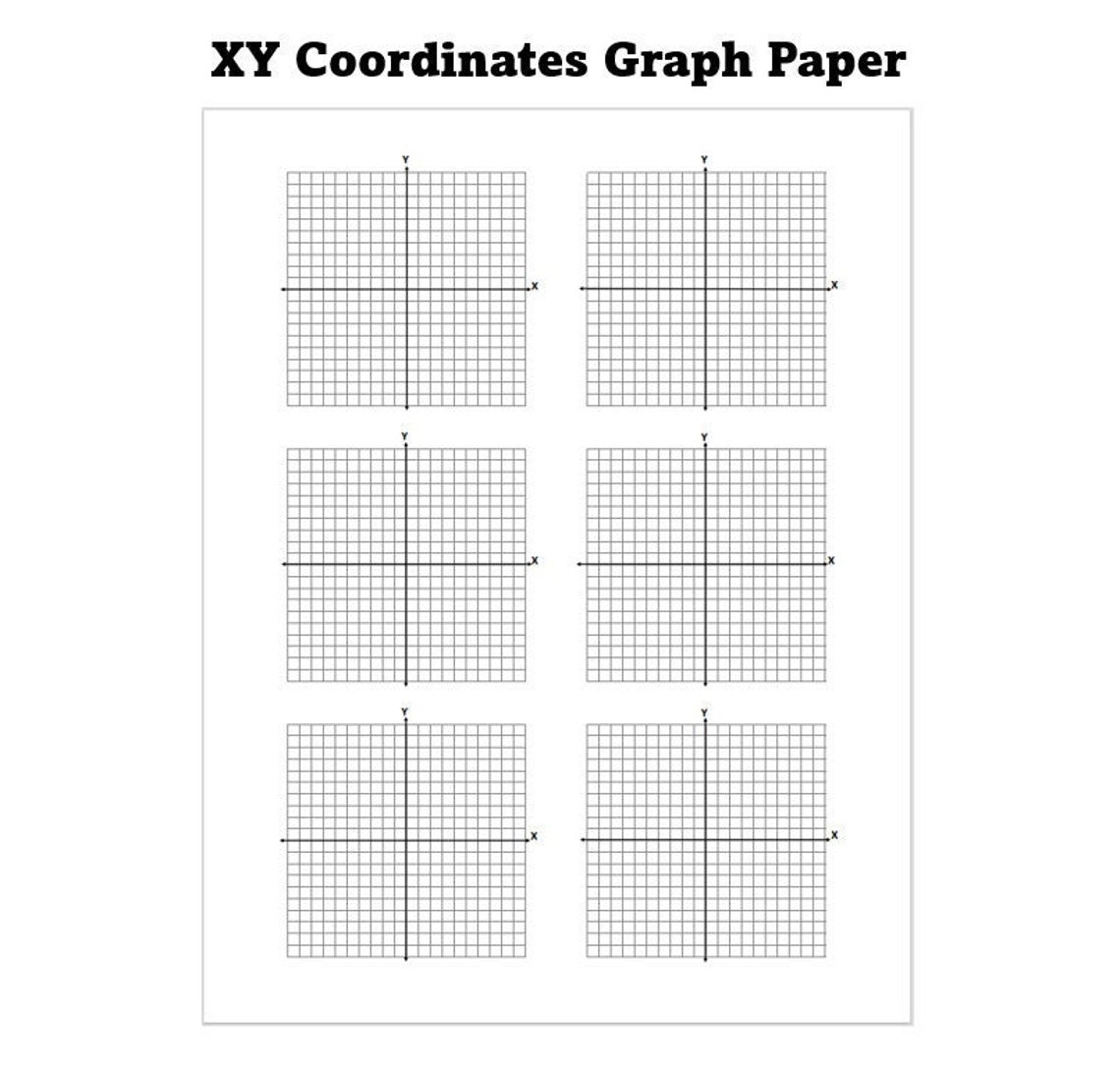 Printable X Y Coordinates Graph Paper, PDF File, Instant Download! - Etsy