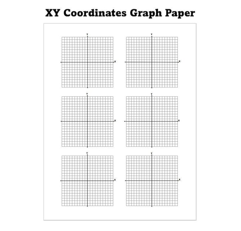 Printable X Y Coordinates Graph Paper, PDF File, Instant Download ...