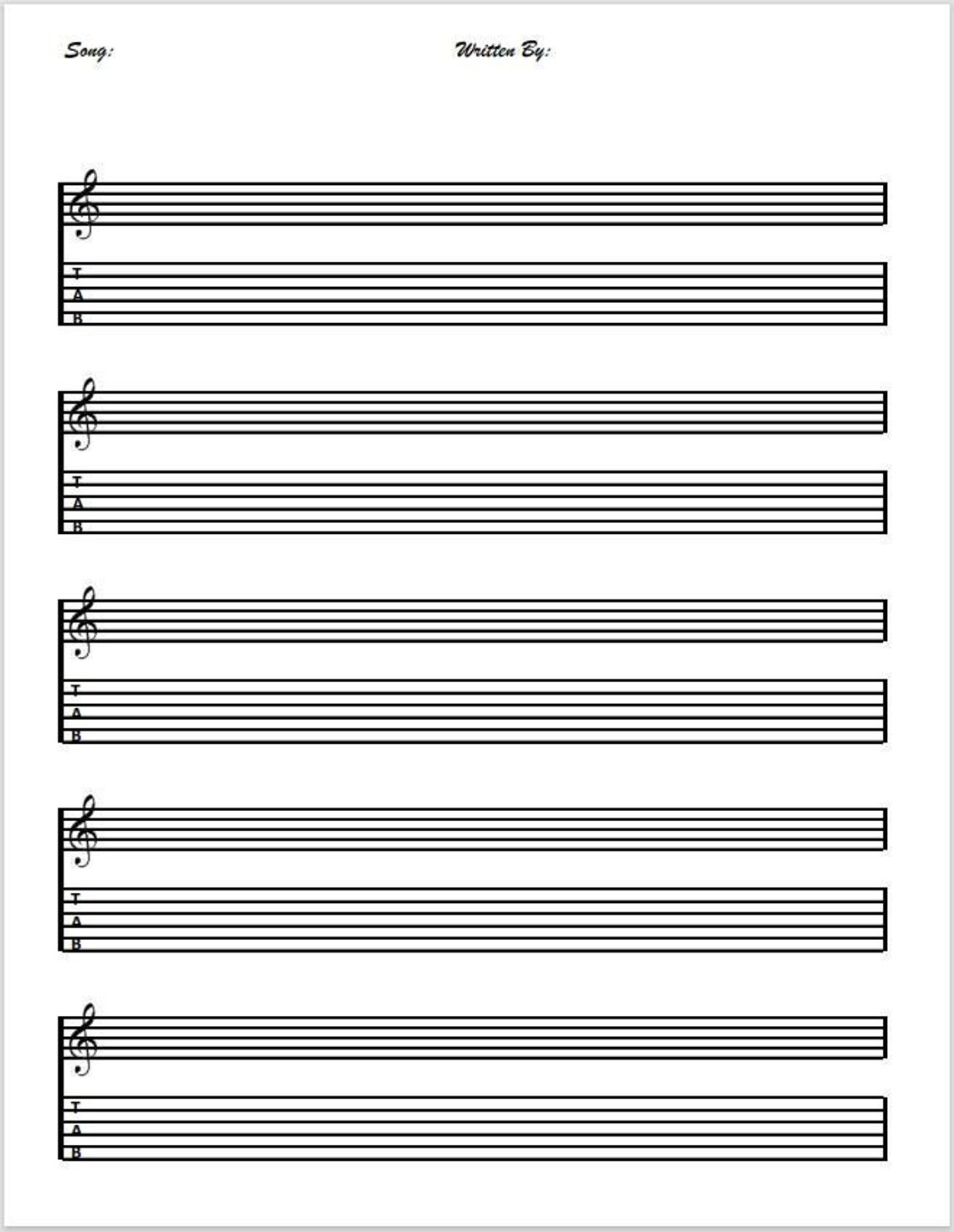 Printable Guitar Music Paper PDF File - Etsy