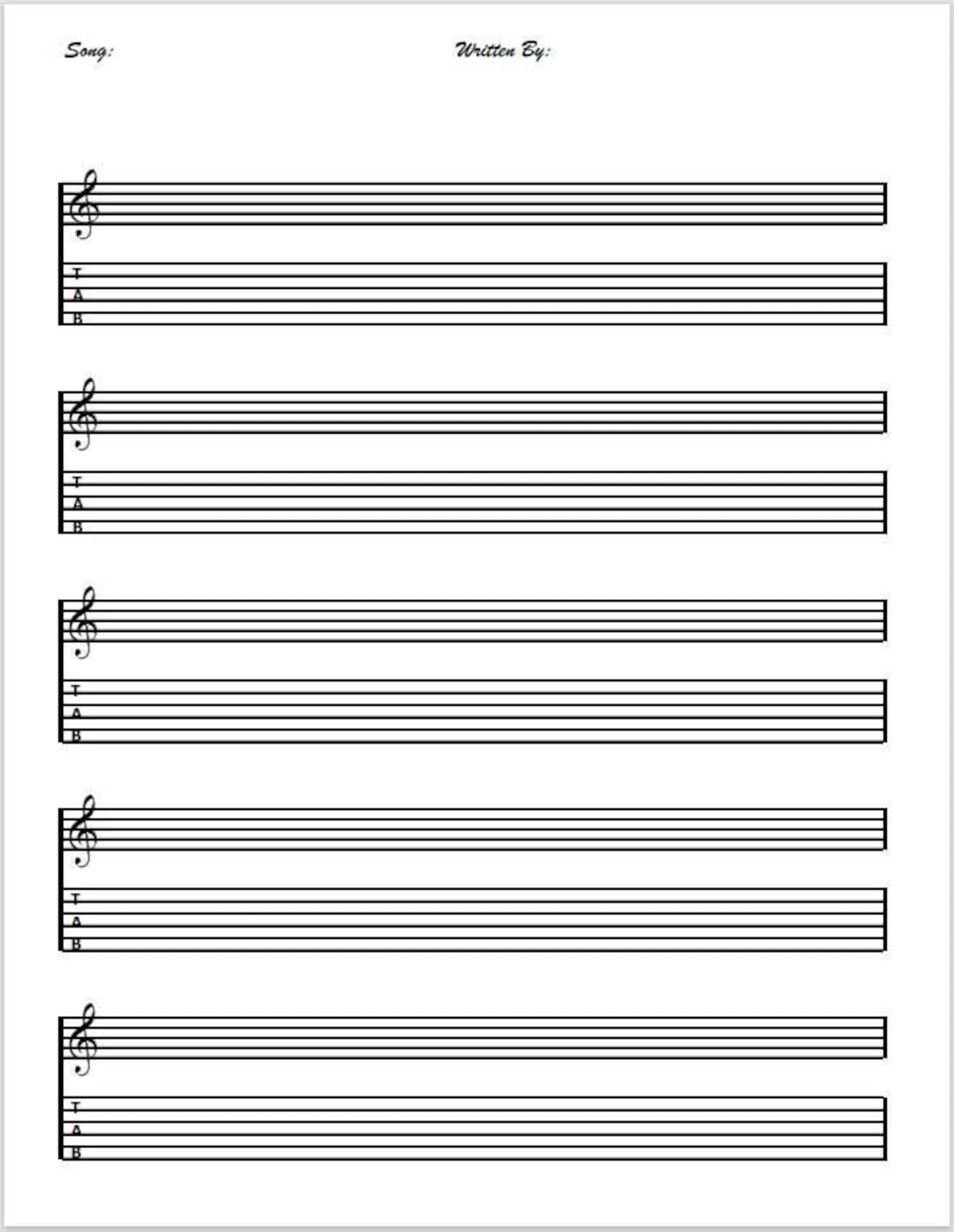 Printable Guitar Music Paper PDF File - Etsy