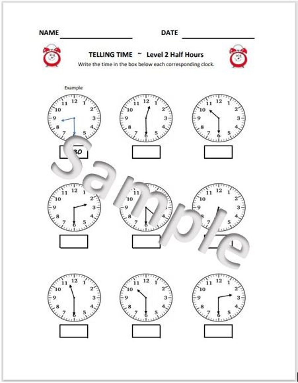 Printable Telling Time Worksheets Homeschool Telling Time | Etsy