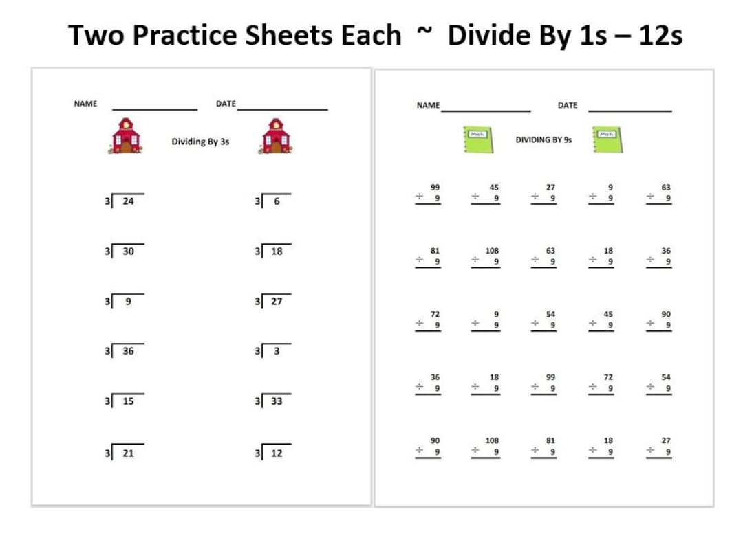 Division Practice Worksheets: Homeschool Math (PDF Download) - Etsy