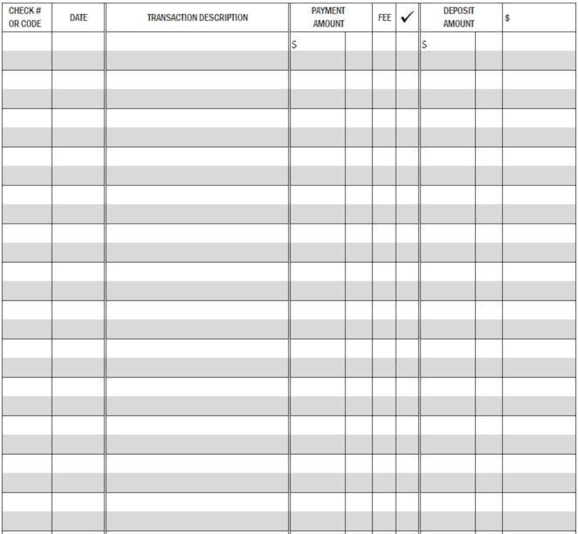 Printable Checkbook Register, PDF File, Prints on 8 1/2 X 11 Inch Paper ...