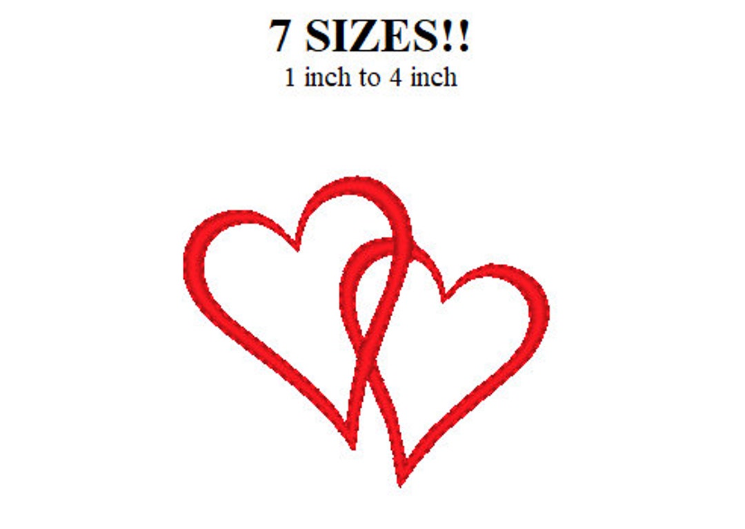 Valentine Double Hearts Embroidery Design - 7 Sizes - Valentine's Day ...