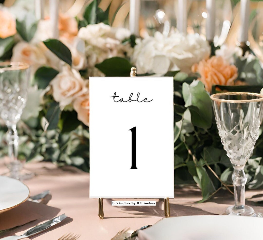 Printable Wedding Table Numbers - Instant Download - PDF File - Table ...