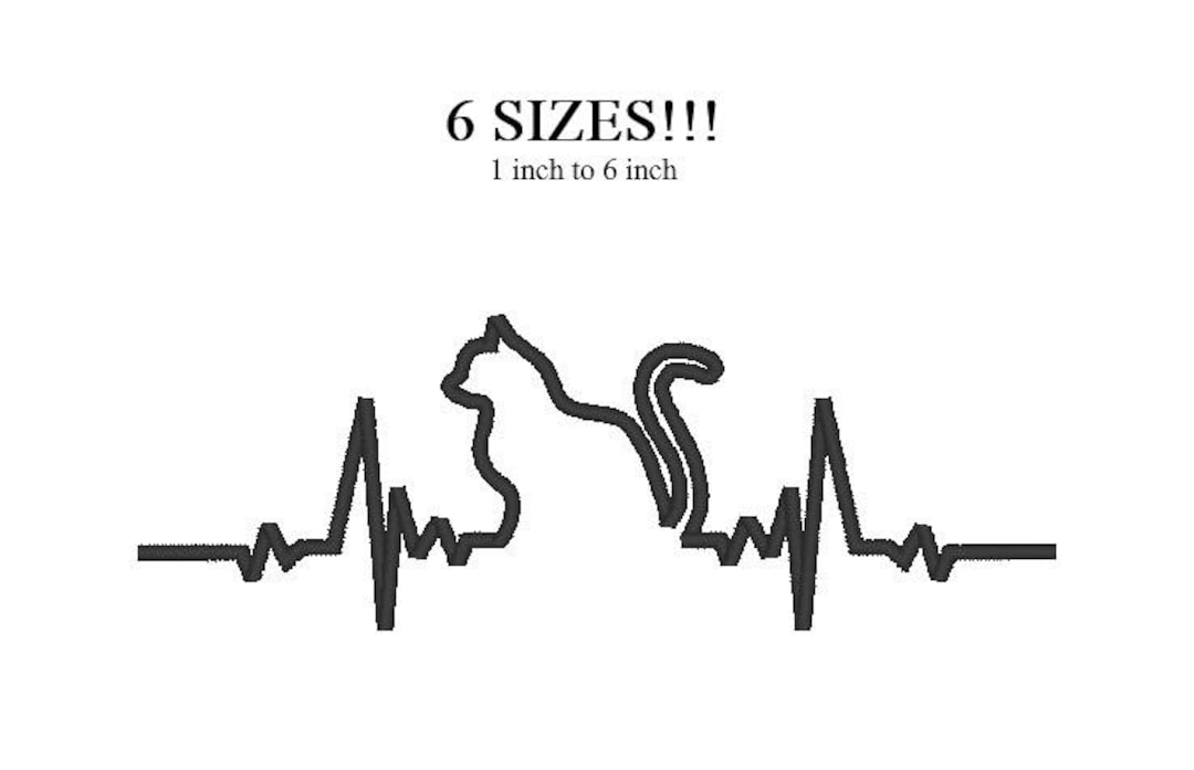 Cat Heartbeat Machine Embroidery Design: 6 Sizes (instant Download) - Etsy
