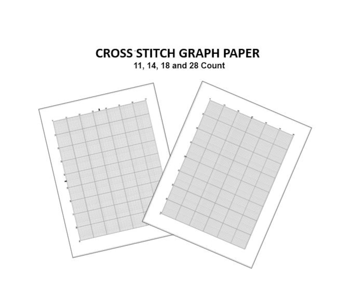 Printable Cross Stitch Graph Paper - 11, 14, 18 and 28 Count Included ...