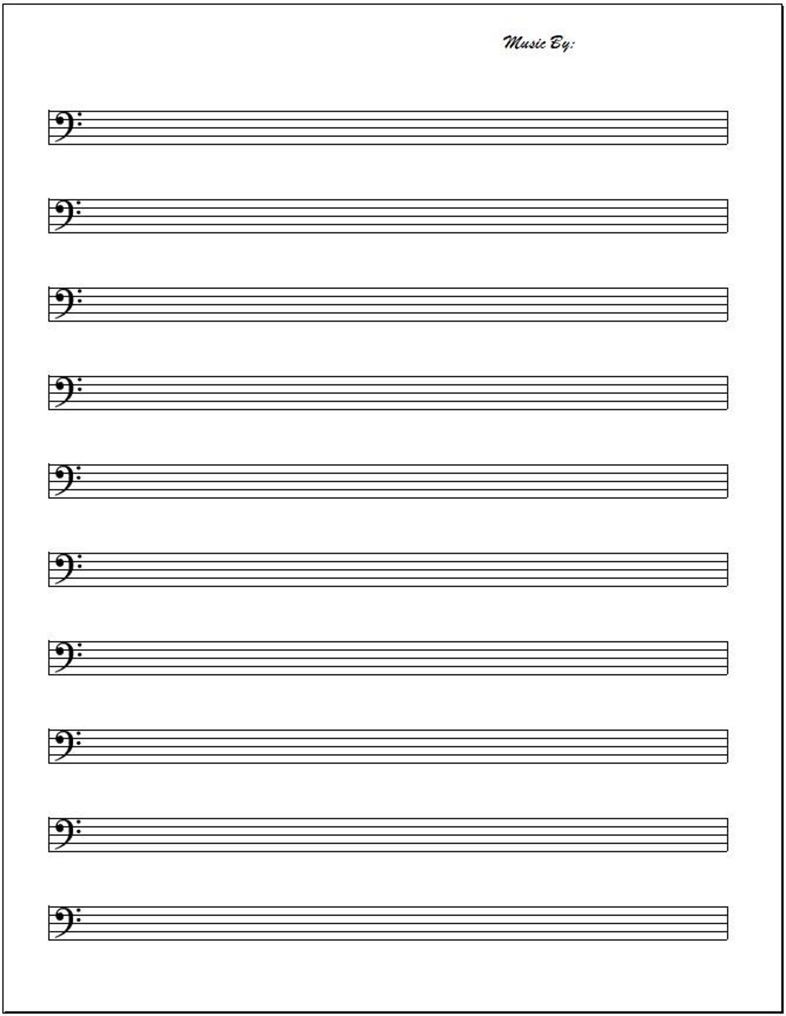 Printable Bass Clef Music Paper, PDF File - Etsy