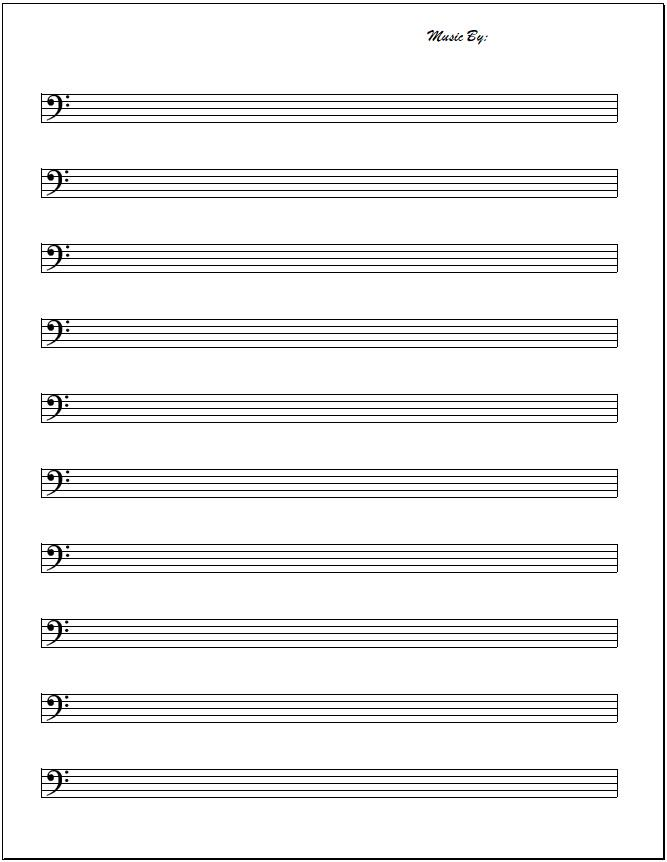 Printable Bass Clef Music Paper, PDF File - Etsy