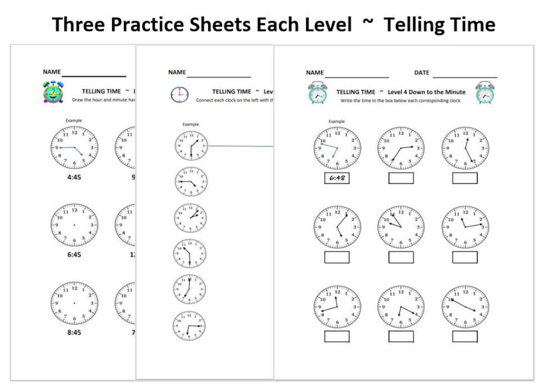 Printable Telling Time Worksheets - Homeschool Telling Time Practice ...