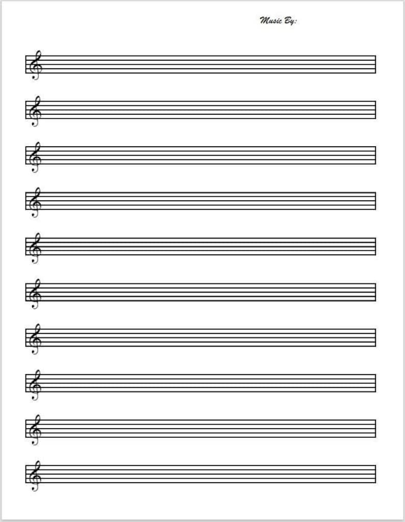Printable Treble Clef Music Paper, PDF File - Etsy