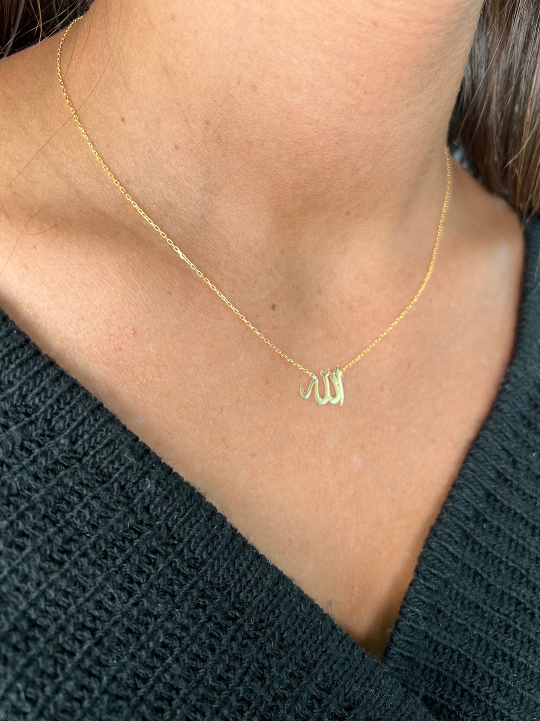 Dainty Chain Tiny Allah Pendant Necklace Art-arabic Calligraphy Gift ...