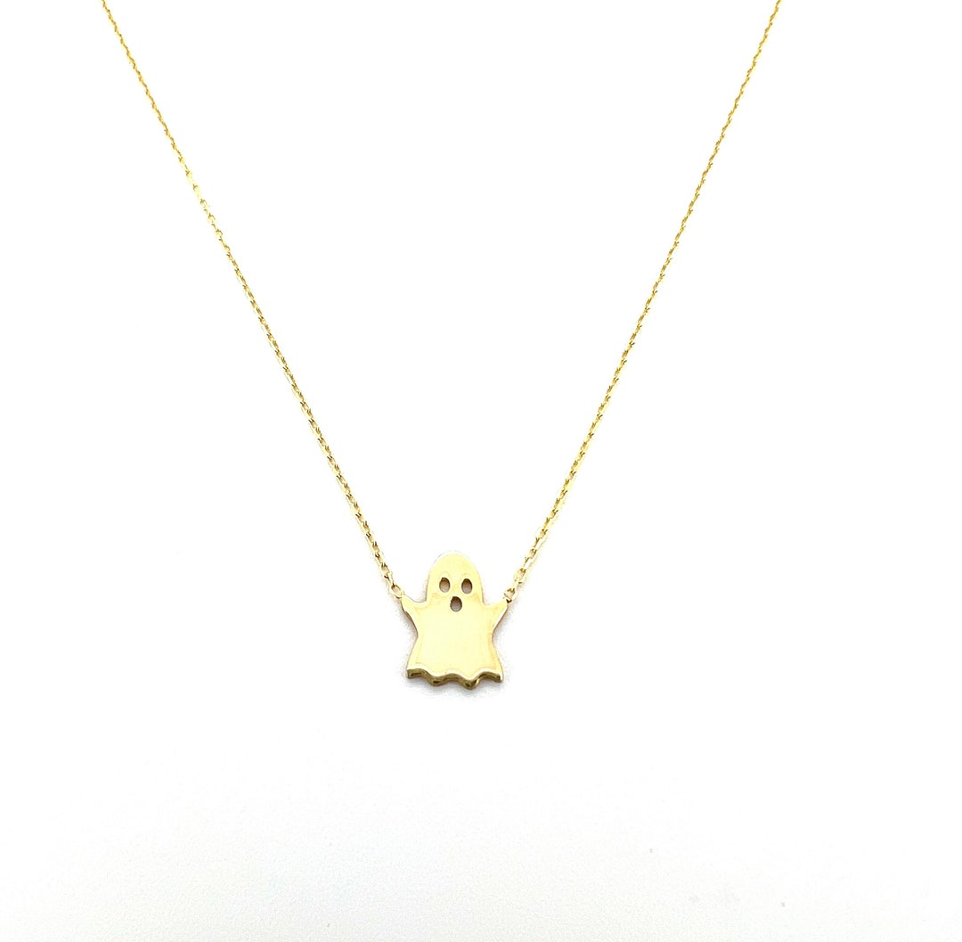 18 K Gold Plated Sterling Silver Tiny Ghost Necklace Dainty - Etsy