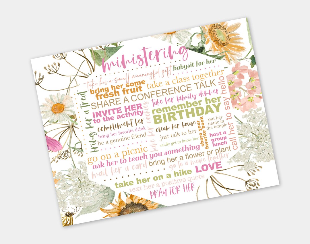 Ministering Ideas Printable for Relief Society Ways to Serve Printable ...