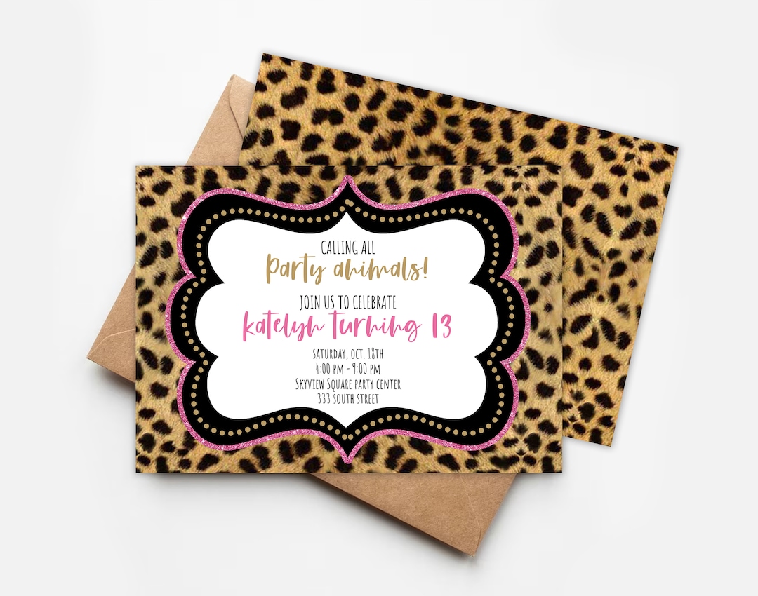 Editable Cheetah Birthday Invitation, Cute Modern Cheetah Print Any Age ...