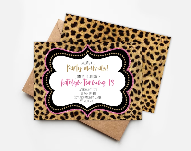 Editable Cheetah Birthday Invitation, Cute Modern Cheetah Print Any Age ...