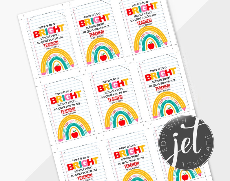 Editable Teacher Thank You Tag, School Tag, Teacher Appreciation Tag ...