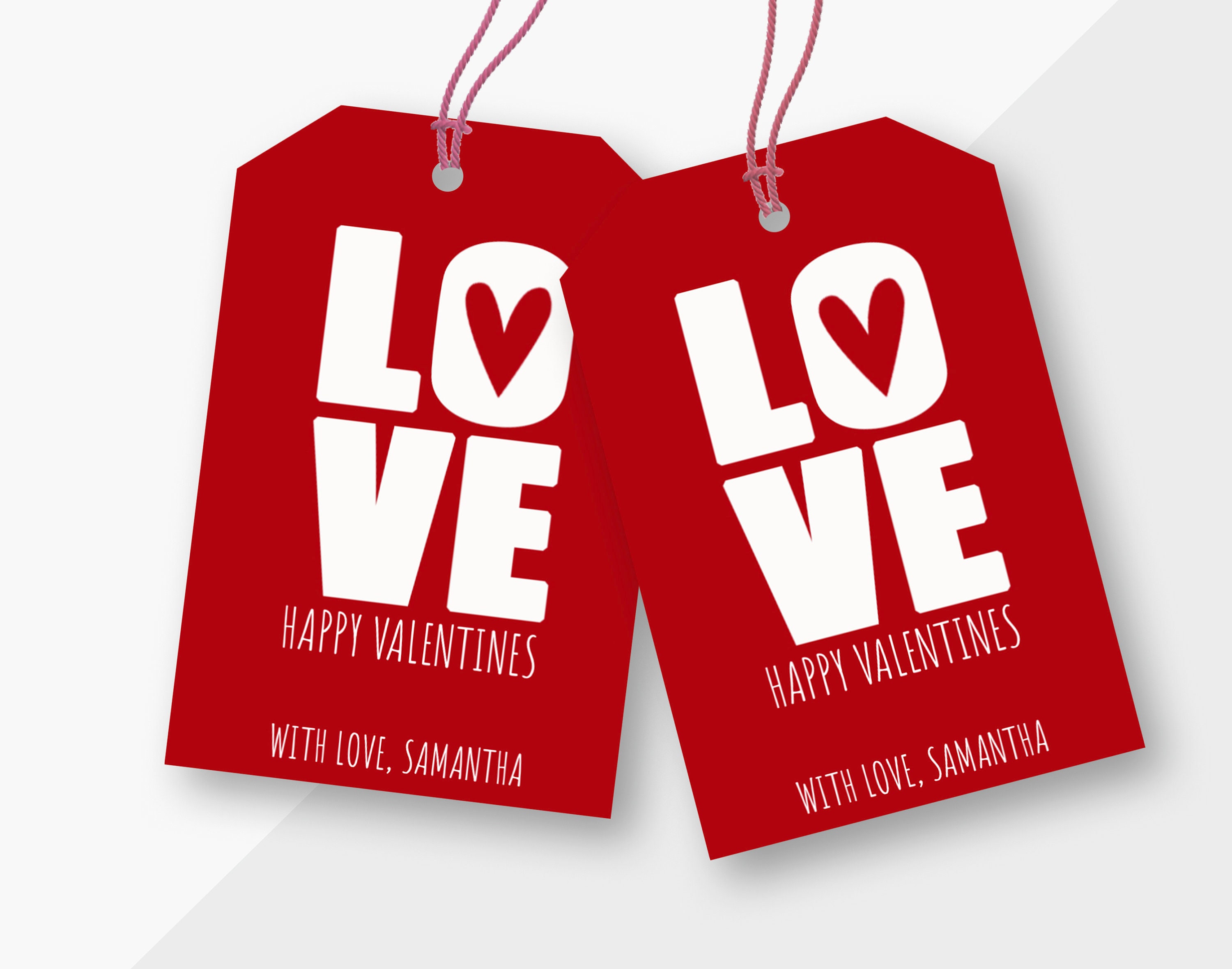 EDITABLE Happy Valentines Day LOVE Red Tag, Cute Treat Tag Printable ...