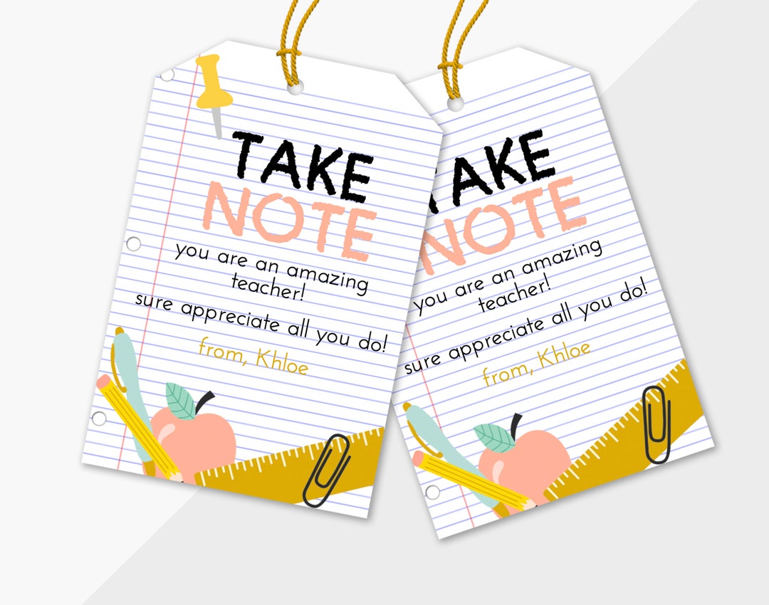 Teacher Thank You Tag, Cute Modern Editable Note Tag for Teachers ...