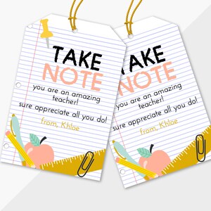 Teacher Thank You Tag, Cute Modern Editable Note Tag for Teachers ...