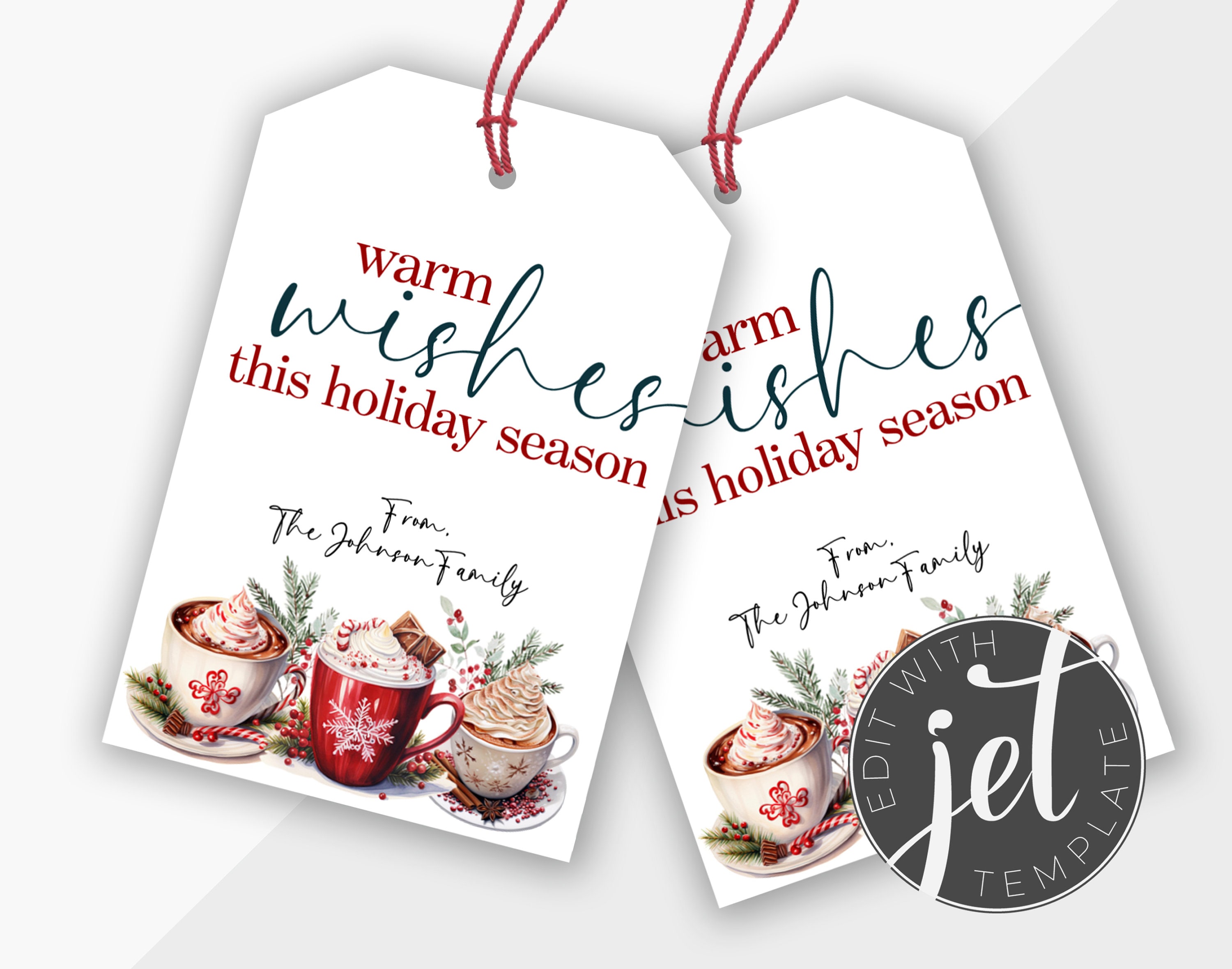 EDITABLE Hot Chocolate Tag CUSTOM Wording, Cute Hot Chocolate Tag for ...