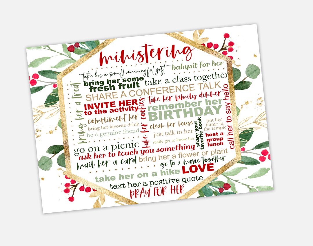 Ministering Christmas Ideas Printable for Relief Society, Relief ...