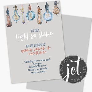 Let Your Light so Shine Editable Light Bulb Theme Activity Invitation ...