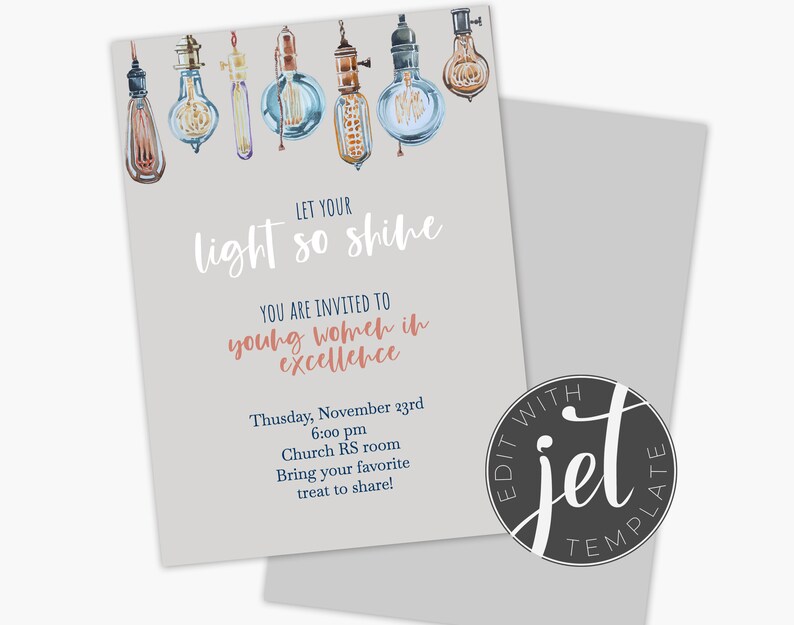 Let Your Light so Shine Editable Light Bulb Theme Activity Invitation ...