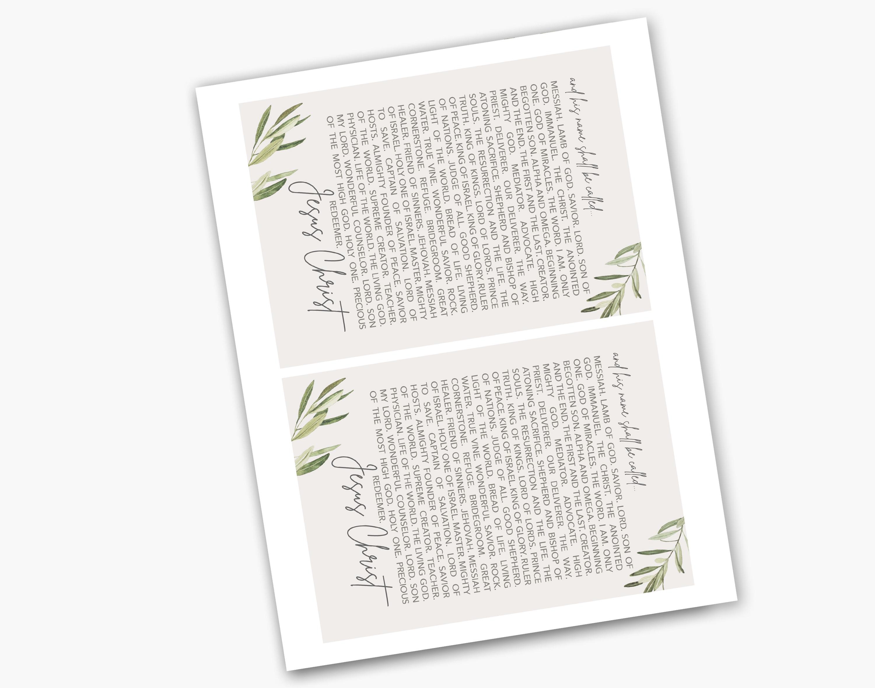 Names of Jesus Christ Print, Handout, Christian Print in 3 Sizes: 8 ...