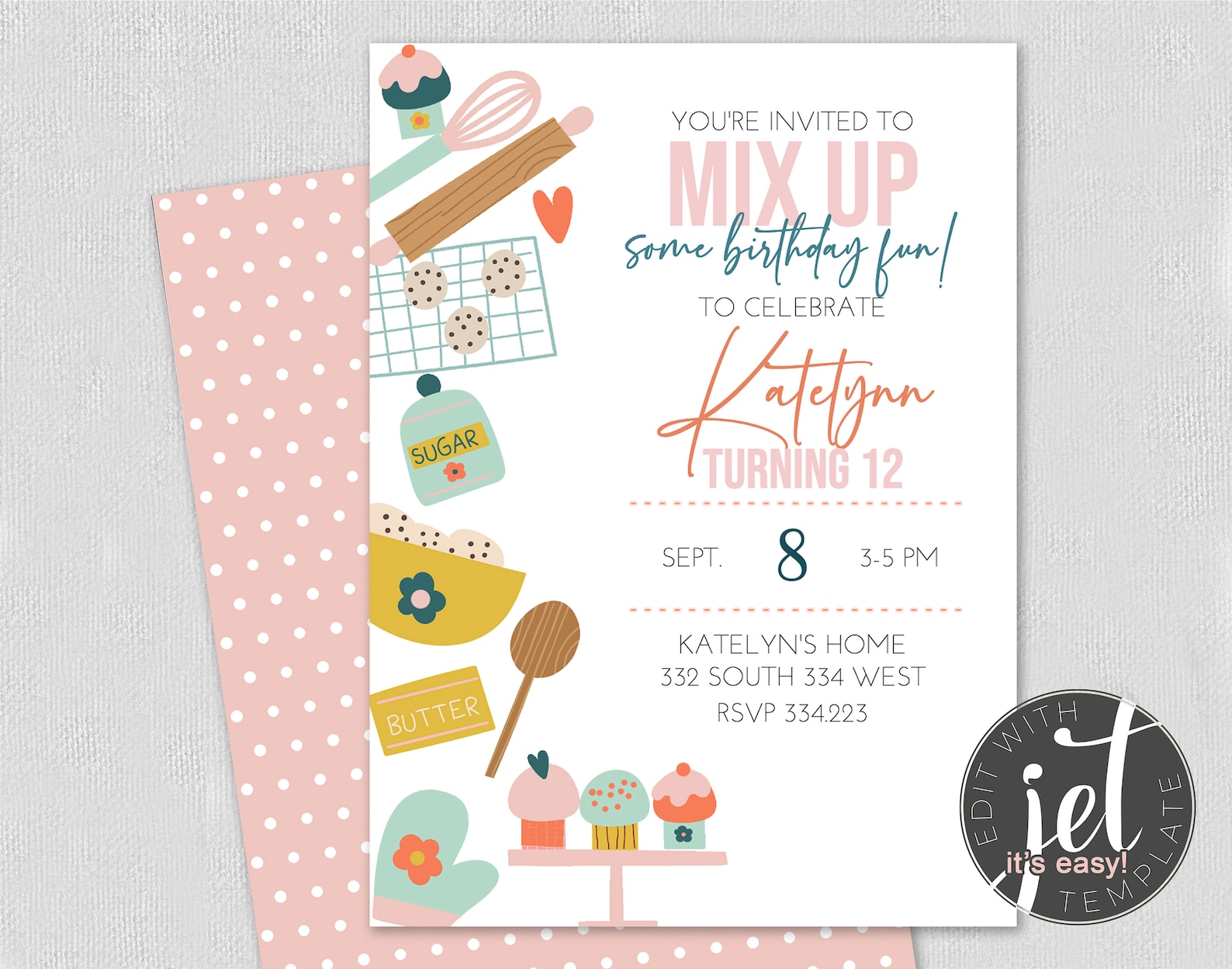 Baking Party Invitation, Cute Editable Fast Invitation for Cupcake ...