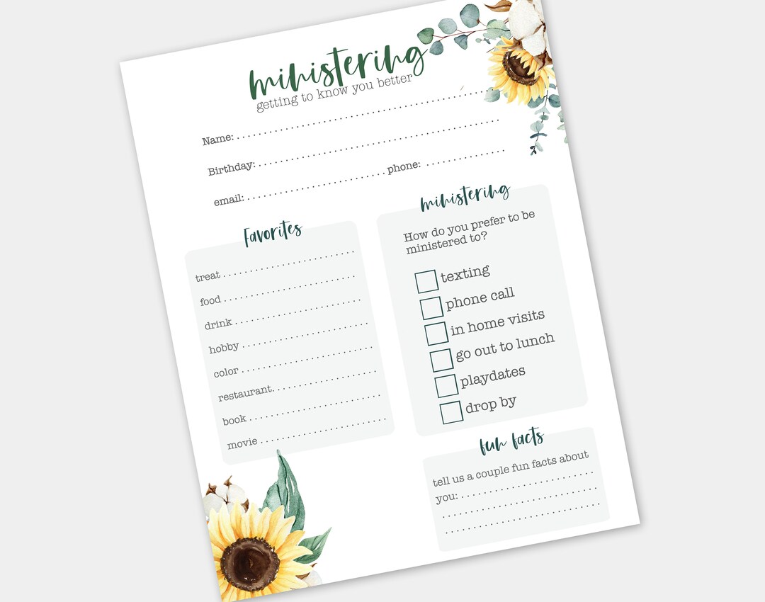 Ministering Questionnaire Printable for Relief Society, Relief Society ...