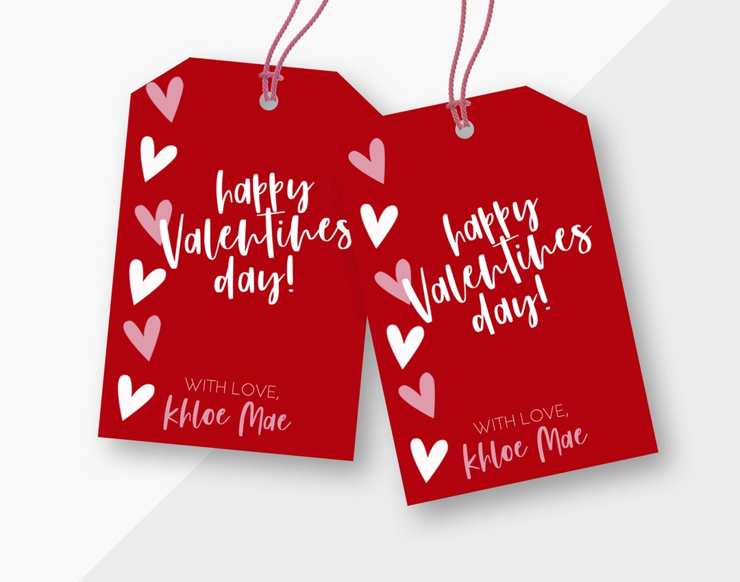 EDITABLE Happy Valentines Day Red Tag, Cute Treat Tag Printable Red and ...
