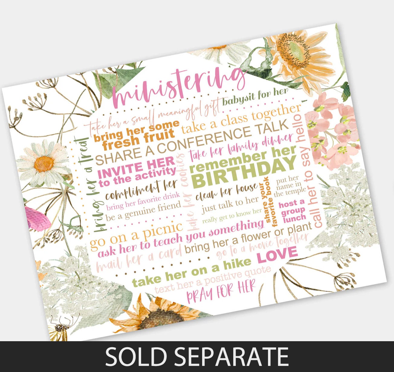 50 Ministering Ideas Printable for Relief Society, Relief Society 50 ...