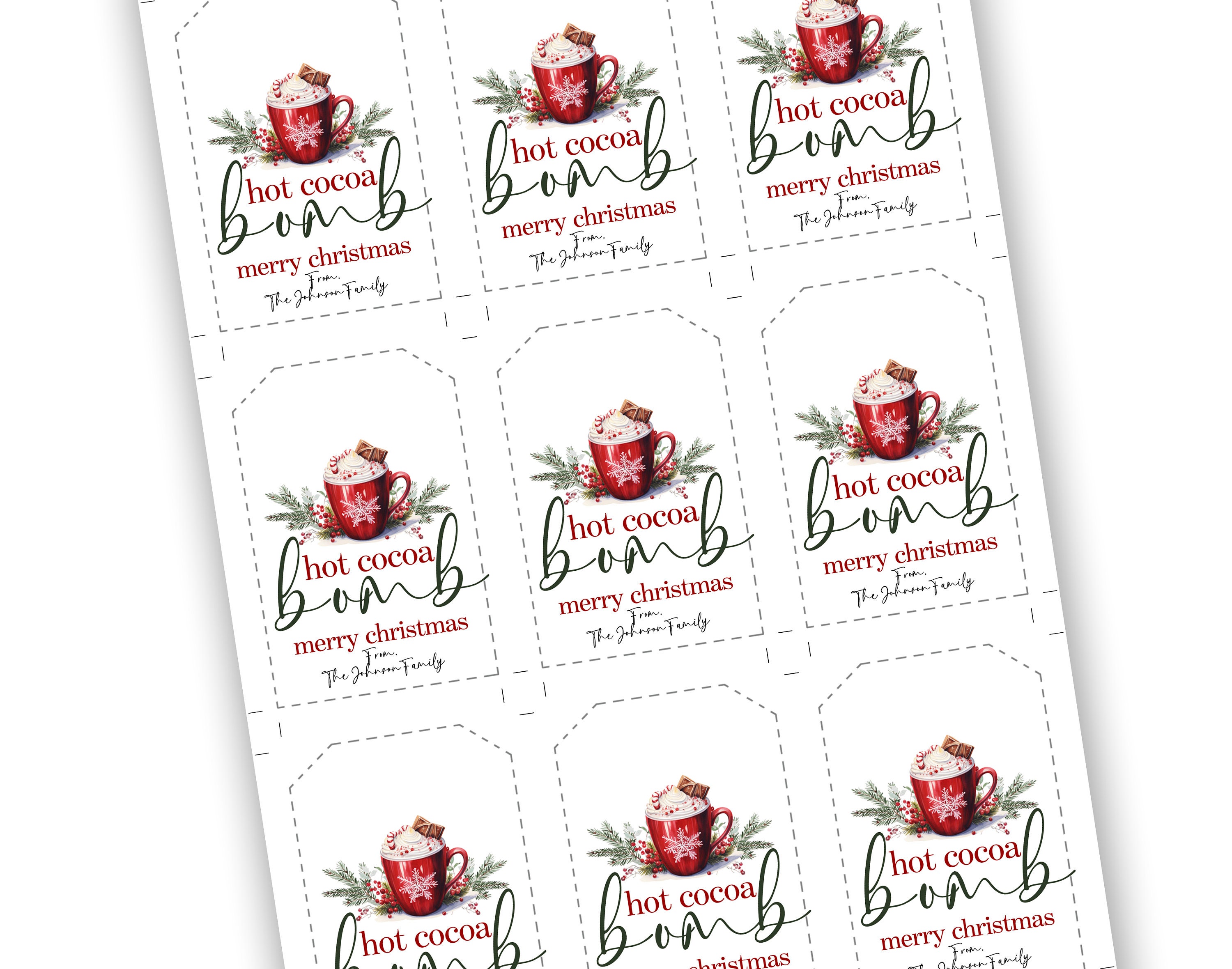 EDITABLE Hot Cocoa Bomb Tag CUSTOM Wording Cute Hot Chocolate - Etsy