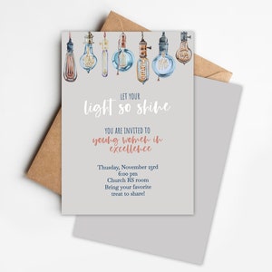 Let Your Light so Shine Editable Light Bulb Theme Activity Invitation ...