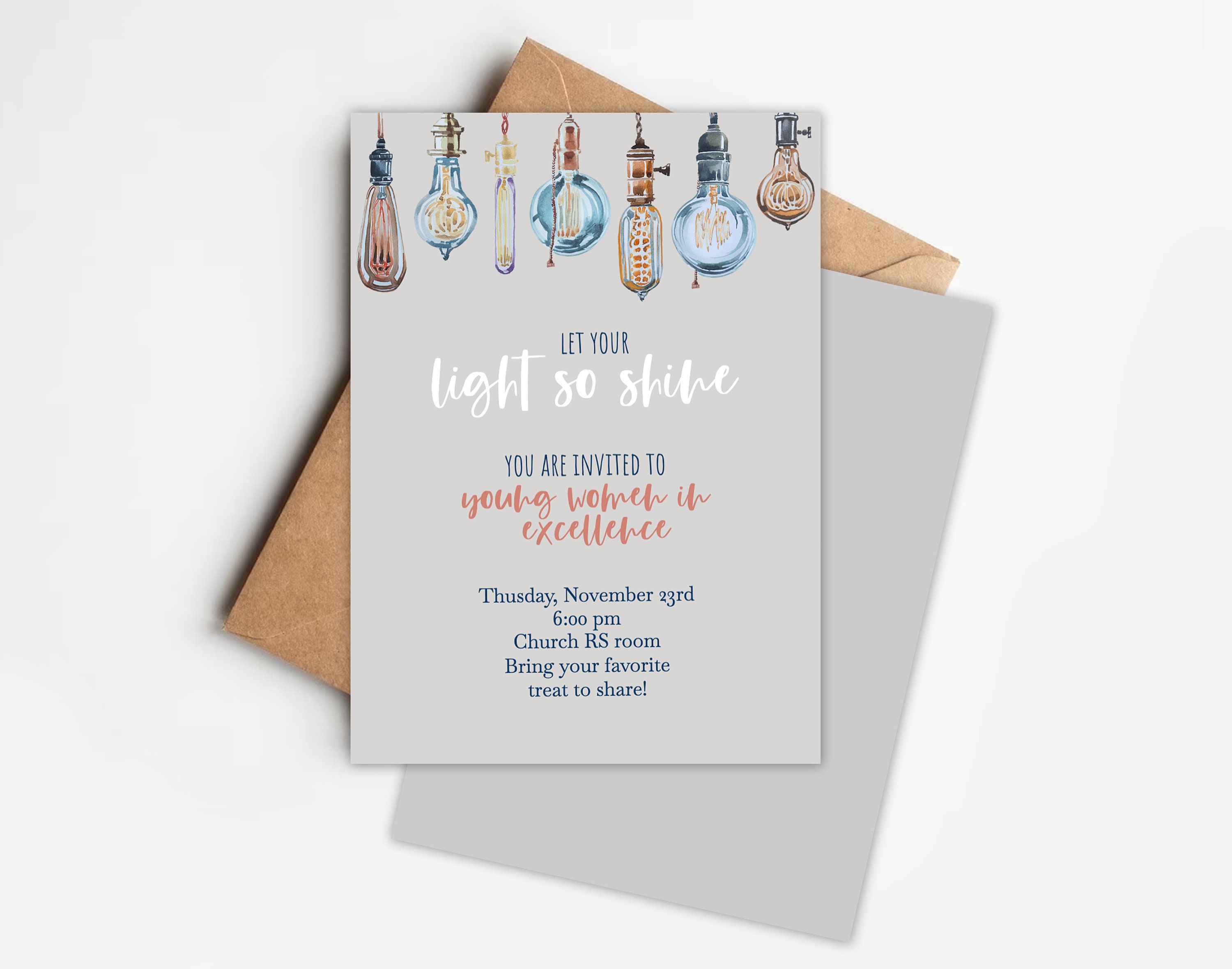 Let Your Light so Shine Editable Light Bulb Theme Activity Invitation ...