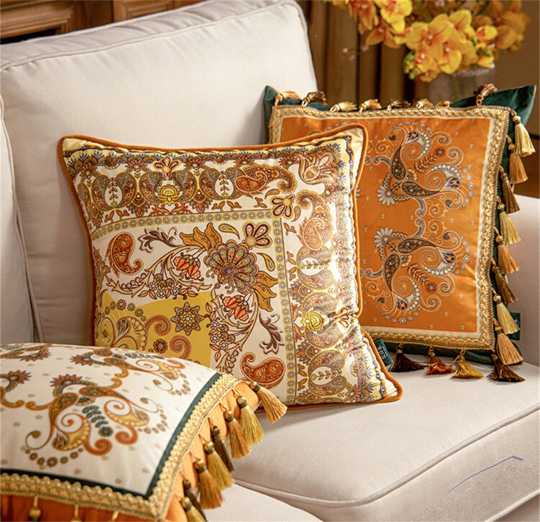 European Pillow / Scandinavian Pillow / Paisley Garden Pillow / Living ...