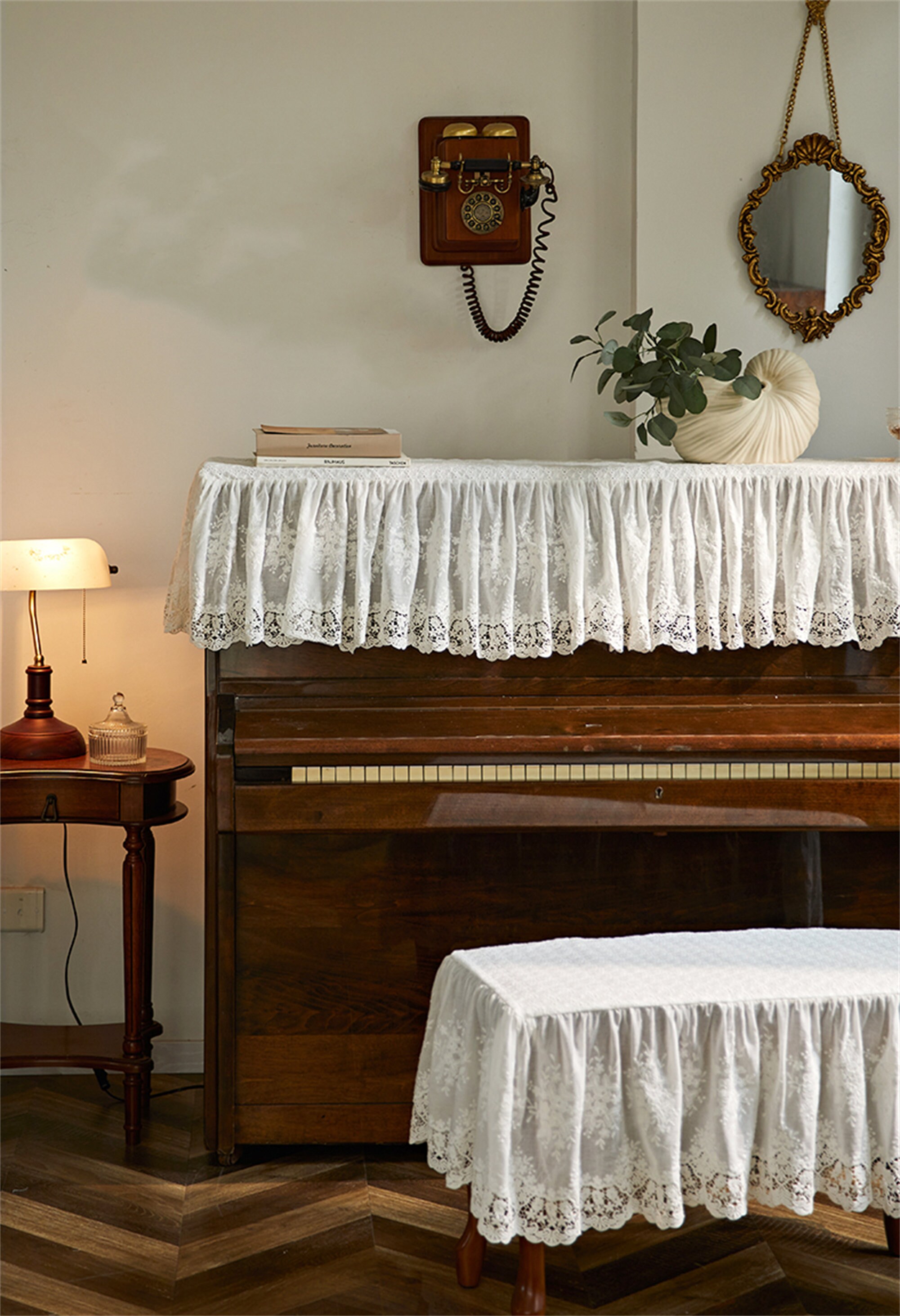 Piano Cover/piano Bench Cover/white Lace Decor Piano - Etsy