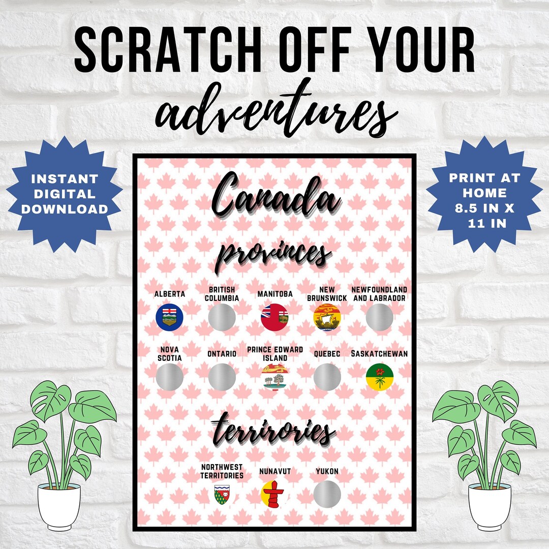 Canadian Provinces and Territories DIY Scratch off Bucket List Poster ...