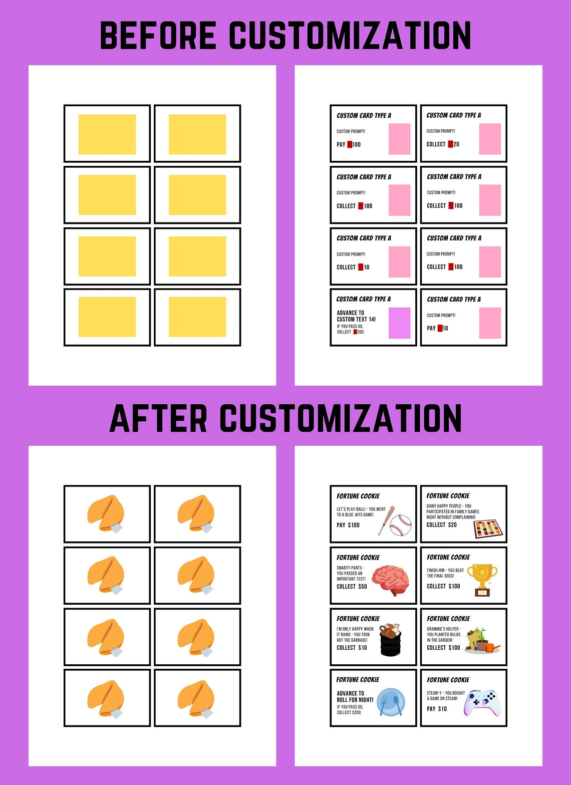 Customopoly DIY Template Personalized Full Monopoly Board Game With All ...