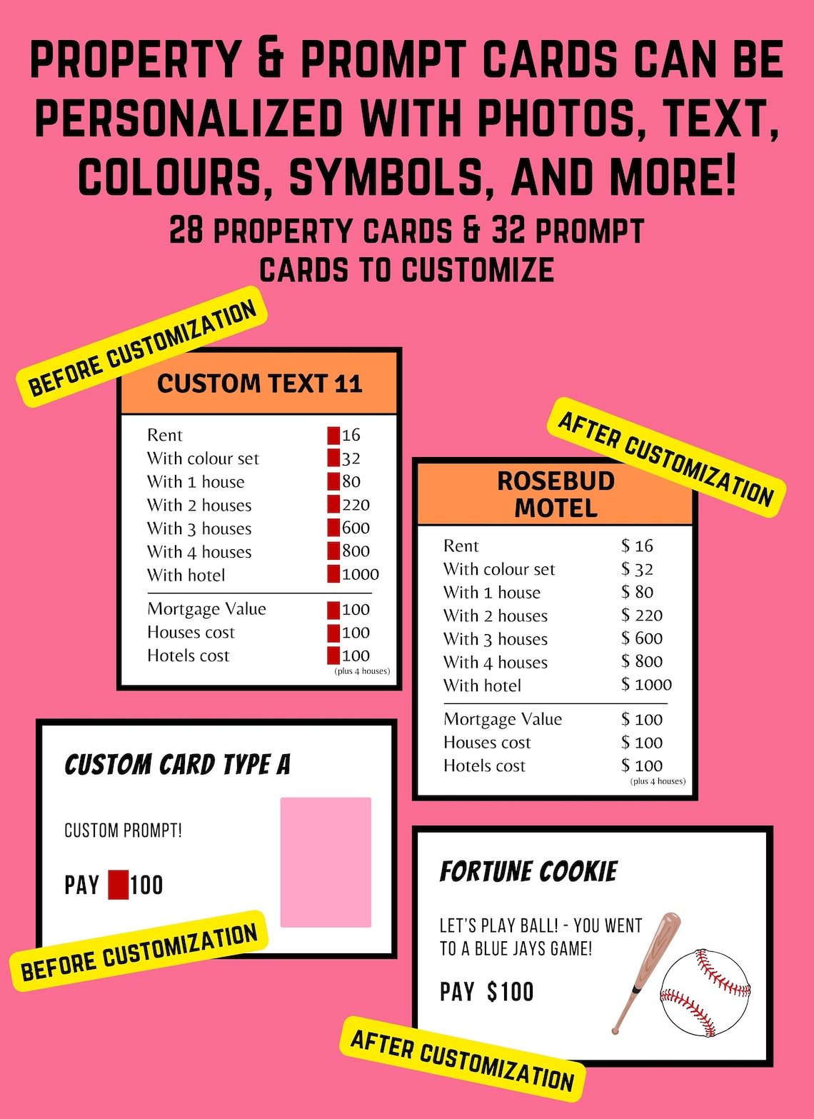 Customopoly DIY Template Personalized Full Monopoly Board Game With All ...