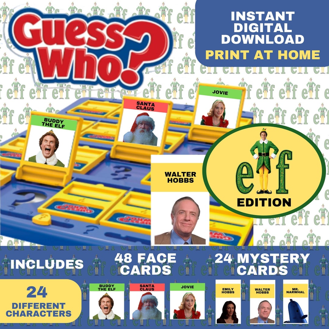 Guess Who “elf” Edition Print at Home Digital Download Game Cards ...