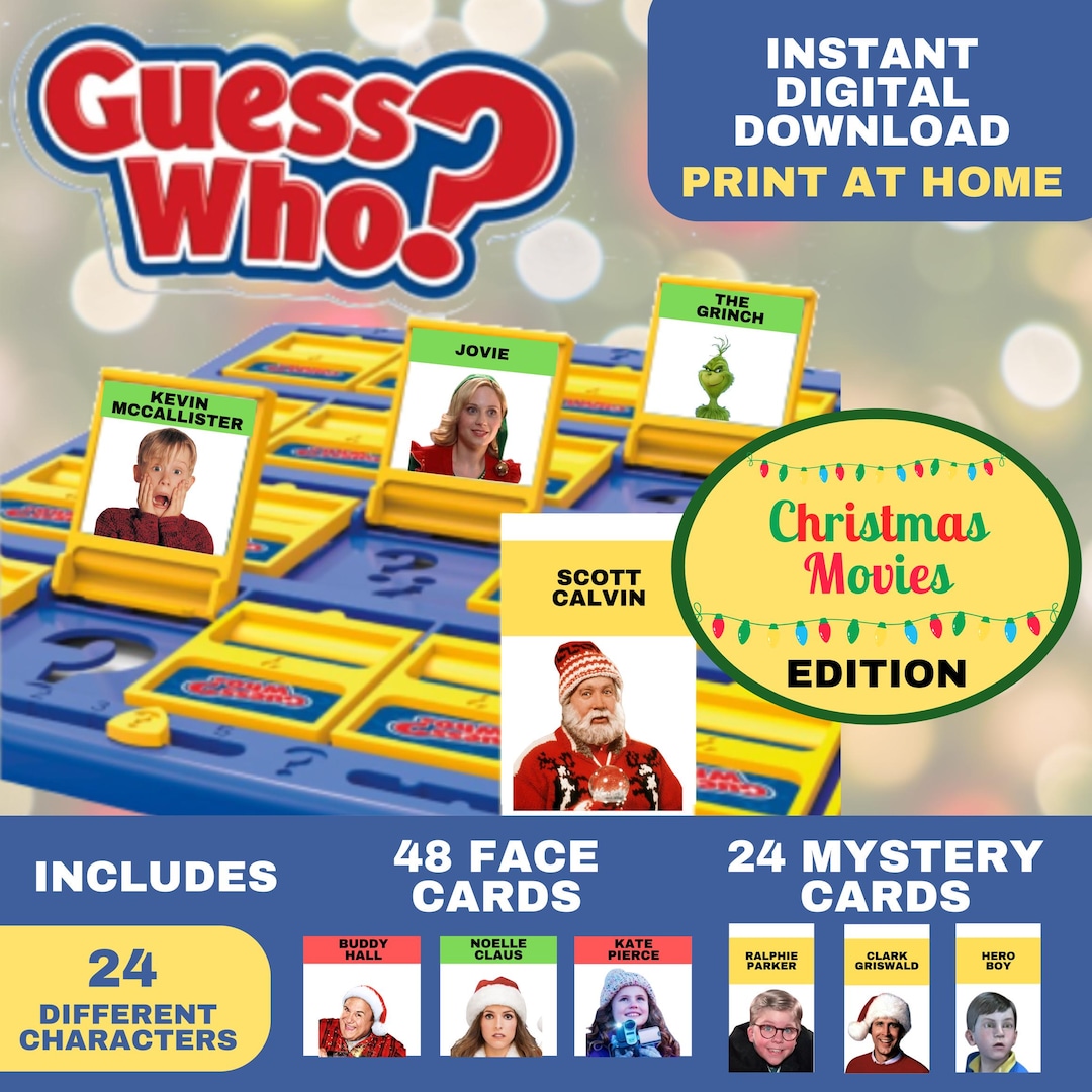 Guess Who Christmas Movies Edition Print at Home Digital Download Game ...